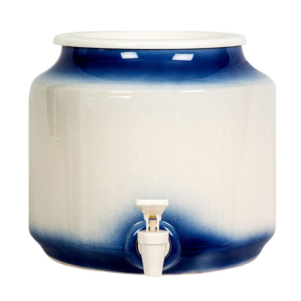 White and Blue Porcelain Water Dispenser | Elegant Hydration Solution | AWF